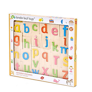 Tender Leaf Toys Wooden Alphabet Pictures - Colorful Animals Display, Engaging Preschoolers, Language Building Tool, 18m+
