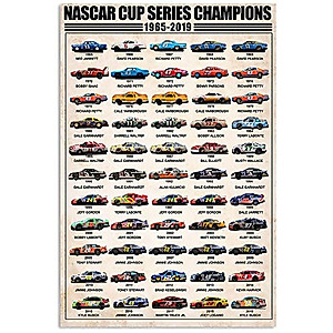Gearsly Nascar Cup Series Champions Car Racing Poster No Frame Or Framed Canvas 0.75 Inch Print in Us Novelty Quote Meaningful, Motivational
