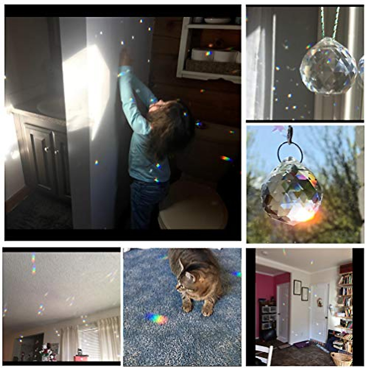 Suncatcher Crystals Ball Prism Window Rainbow Maker with Chain for Easy Hanging 40mm 2 Pack