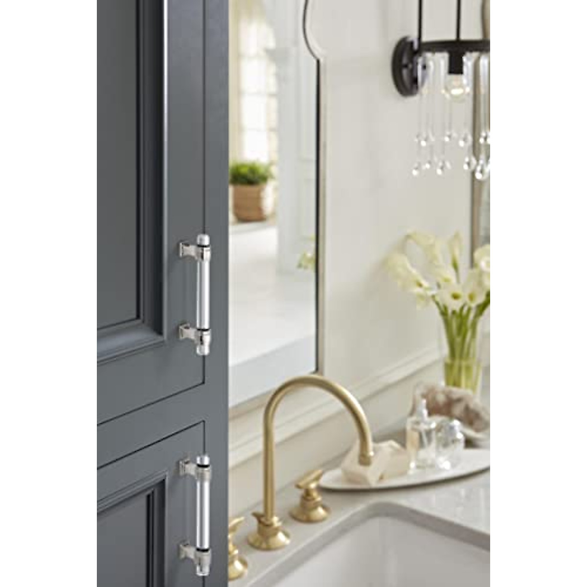 Amerock | Cabinet Pull | Clear/Polished Nickel | 3-3/4 inch (96 mm) Center to Center | Glacio | 1 Pack | Drawer Pull | Drawer Handle | Cabinet Hardware