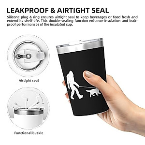 12oz Tumbler Funny Bigfoot And Dog Stainless Steel Cup With Straw And Lid Spill Proof Bulk Double Wall Vacuum Reusable Water Tumblers For Cold Hot Drink