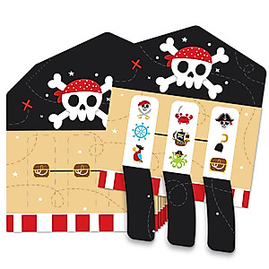 Big Dot of Happiness Pirate Ship Adventures - Skull Birthday Party Game Pickle Cards - Pull Tabs 3-in-a-Row - Set of 12