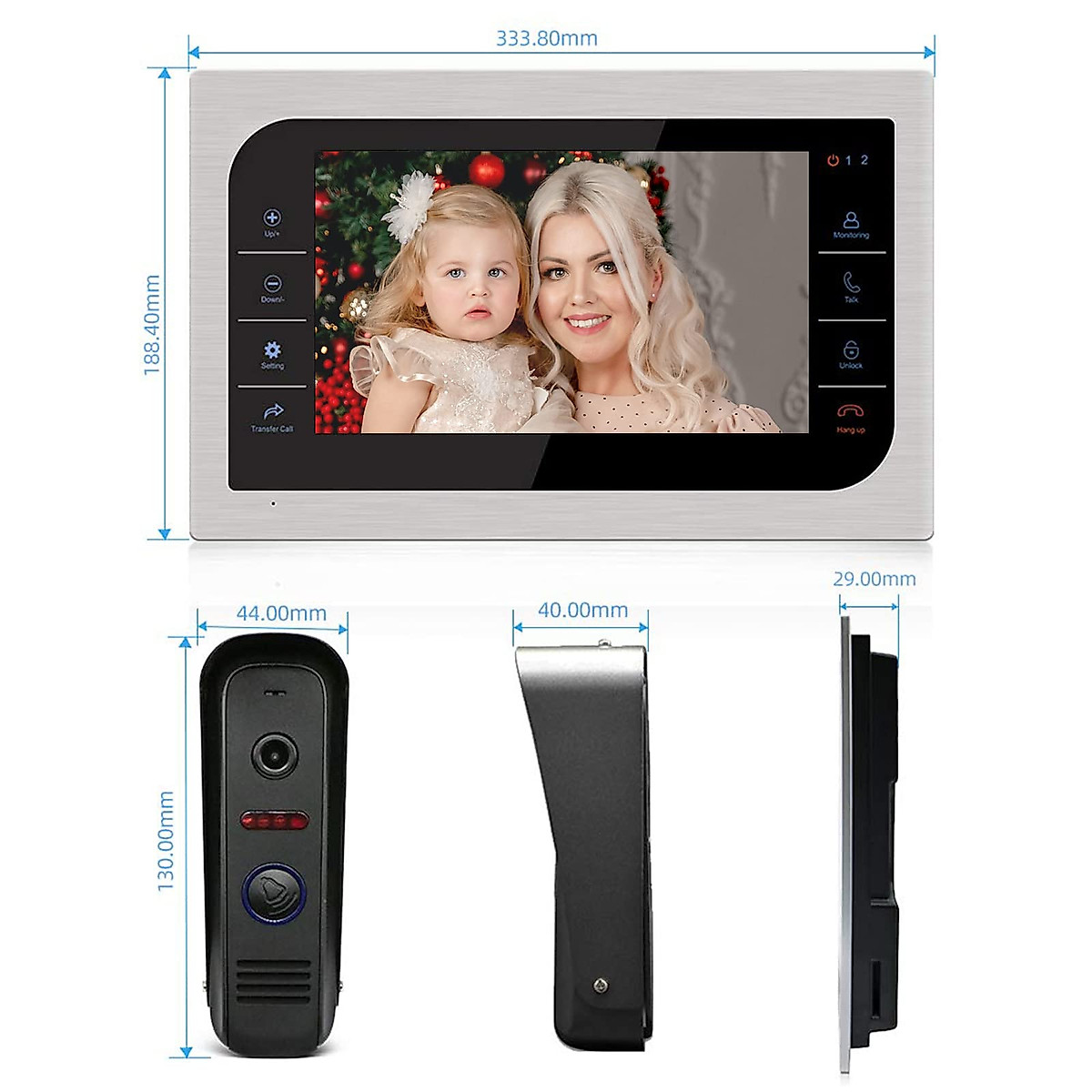 JeaTone 10 Inches Wired Video Intercom System, Doorbell with Camera and Monitor, Home Security System with IP65 Waterproof Doorbell, Night Vision, 1080P HD/2.0MP, Motion Detection, Dual-Way Intercom