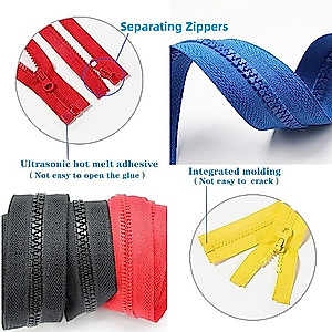 Zippers Colorful Resin Zippers #5 Plastic Zippers with Lifting Ring Pull Separating Zippers for Clothes DIY Handbags Sewing Craft Bags Mixed 14 Colors Resin Zippers (50cm/20inch)