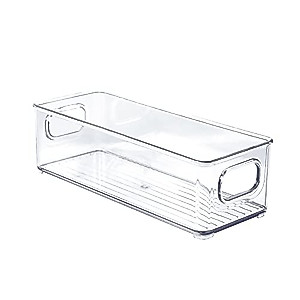LARAHT Refrigerator Organizer Bins Clear Plastic Food Storage Bin Fruit Yogurt Snacks Storage Container with Handles for Pantry Fridge Countertops Cabinets