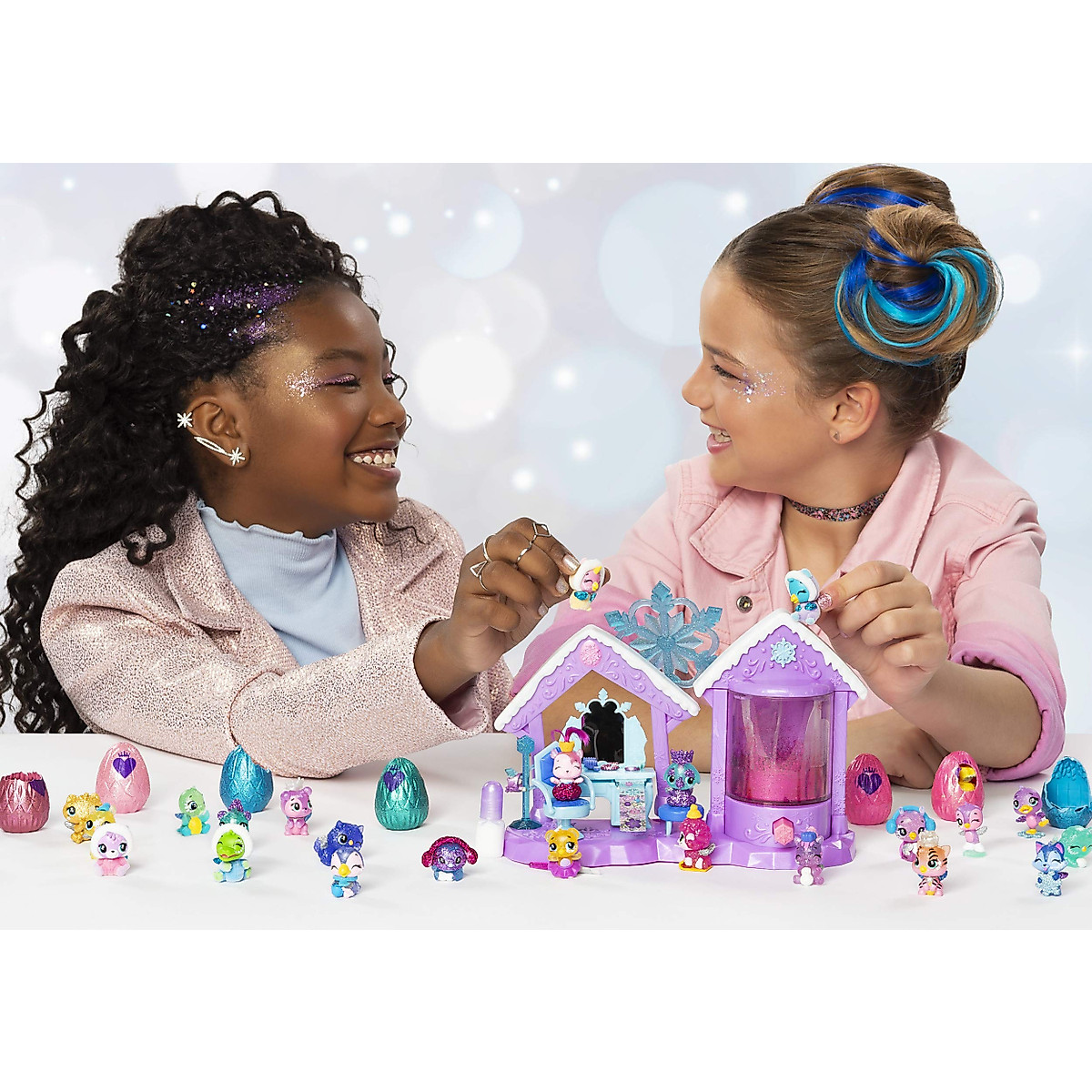 Hatchimals CollEGGtibles, Glitter Salon Playset with 2 Exclusive, for Kids Aged 5 and Up