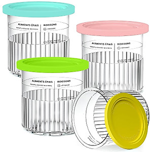 AFDLLDQM 24 oz. Extra Pint | Containers Replacement for Ninja Creami Deluxe 11-in-1 XL Pints and Lids - 4 Pack, Compatible with Ninja Creami NC500, NC501 Series Ice Cream Maker - Dishwasher Safe