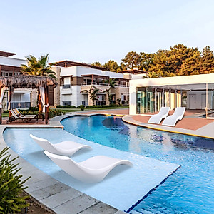 XGC Sun Loungers - Luxury Waterproof Patio Furniture - Support Up to 9" in The Water - Set of 2 in Water Pool Chairs - All Pool Types - White