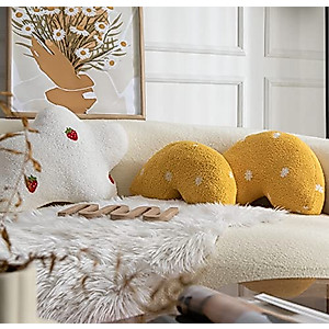 vctops Cute Cloud Shaped Throw Pillows Strawberry Embroidery Pattern Comfortable Plush Fuzzy Pillow Cushion Decorative Pillow, Cream