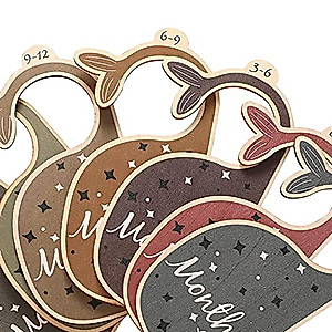 Almencla 7Pcs Durable Baby Closet Dividers Hangers, Baby Month Closet Dividers, Wooden Baby Closet Dividers Infant Wardrobe Divider Label New Mom Gift
