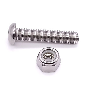 3/8-16 x 3 (10 Sets) Stainless Steel Button Head Socket Cap Screws with Hex Locknuts with Nylon Insert, Stainless Steel 304 (18-8), Full Thread, Allen Hex Drive