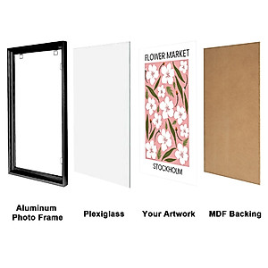 30x40 Inch Poster Frame, Plexiglass, Set of 2, Black Snap Frames, Front-loading Frame, Coating Aluminum Profile, Display Horizontally & Vertically