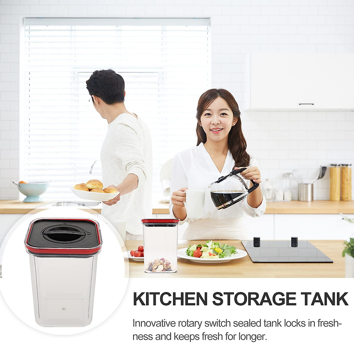 OSALADI 1pc Spiral Storage Tank Rice Storage Tank Airtight Tank containers with lids Flour kitchen storage container vacuum seal containers storage container with lid pp food rack dry food