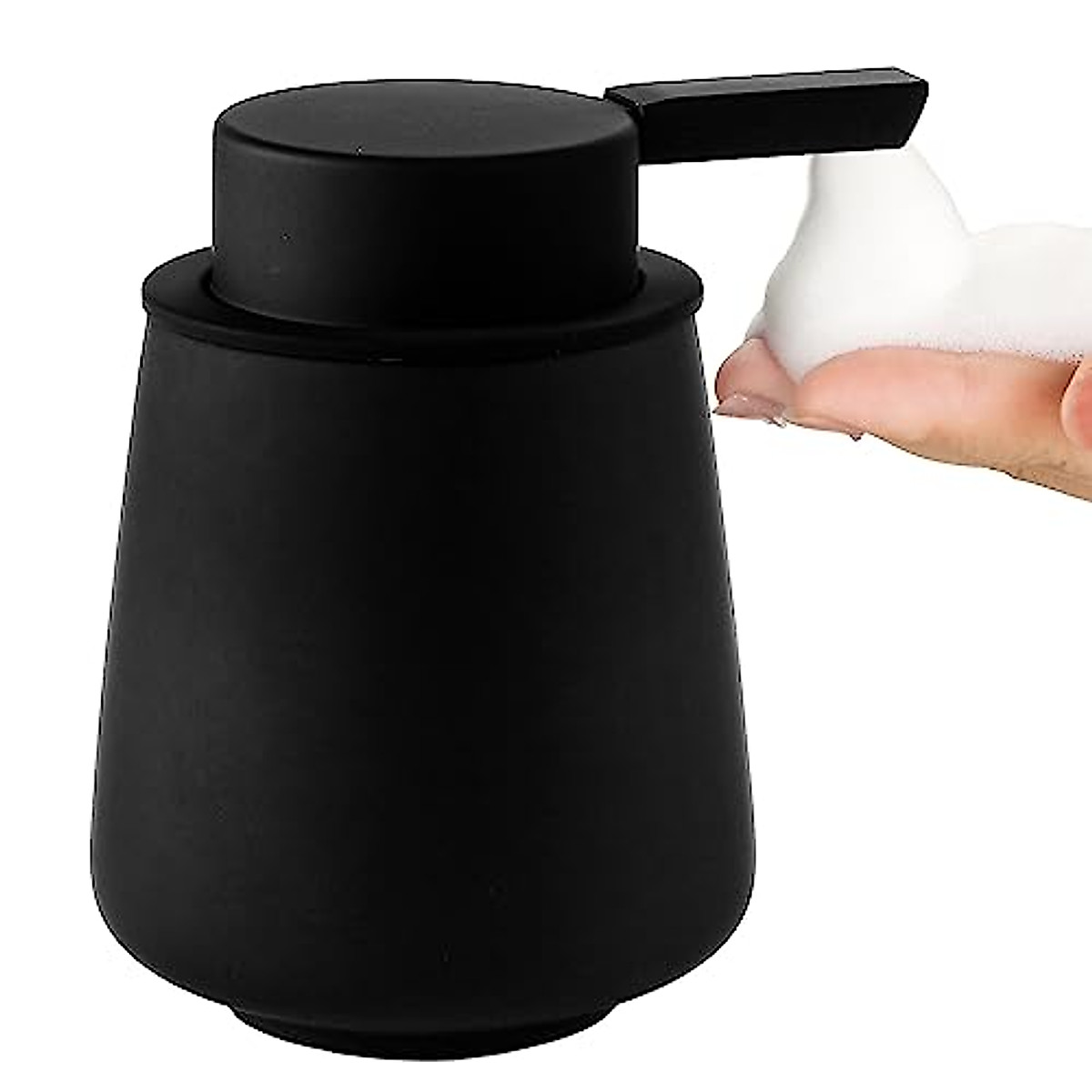 Soap Dispenser, 12oz Foam Hand Soap Dispenser with Pump Rounded Bottom Porcelain Hand Liquid Dispenser, Black Pump Dish Liquid Dispenser for Kitchen, Bathroom(Rubber Paint)