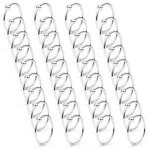 Ftovosyo 36PCS 22G Surgical Steel Attached Captive Bead Nose Hoop Rings Tragus Cartilage Helix Hoop Earring Eyebrow Septum Hoop Ring Piercing Jewelry for Men Women Silver-tone 10mm