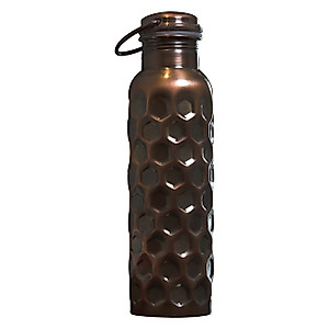 Craft Trade Copper Ayurveda Copper Water Bottle for Drinking 32oz Antique Black Diamond Pure Copper Water Bottle Travel Water Bottle for Gym, Office, Hiking, Outdoor – Ayurvedic Hammered Water Vessel