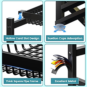 ADBIU Over The Sink Dish Drying Rack (Expandable Height and Length) Snap-On Design 2 Tier Large Dish Rack (27-36L x 12W x 32.5-37H (inches))
