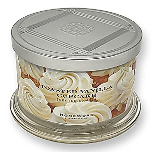 HomeWorx by Harry Slatkin 4 Wick Candle, 18 oz, Toasted Vanilla Cupcake Candle