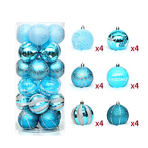 QAZIUY Christmas Balls Ornaments for Xmas Tree Hanging Christmas Baubles 2.36" Pack of 24 Christmas Balls Tree Decoration Plastic Reusable Outdoor Ornaments Garden Room Decorative Pendant