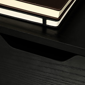 HOMCOM 3 Drawer Mobile File Cabinet, Rolling Printer Stand, Vertical Filing Cabinet, Black Wood Grain