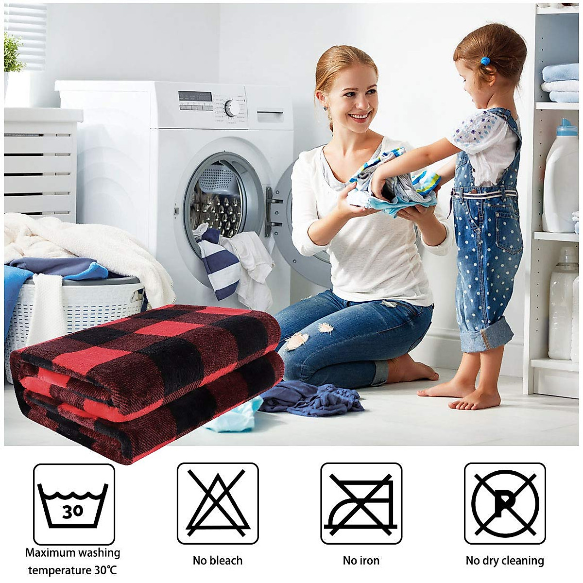 PiccoCasa Pet Dog Blanket, Flannel Fleece Puppy Blanket Plaid Plush Warm Rug Blankets for Small-Medium Dogs Cats Sleeping Mat, 30 x 40 Inches, Scarlet+Black