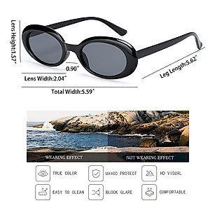 knliwkm 2 Pairs Retro Oval Sunglasses For Women Men Small Face 90s Y2K Glasses Vintage Thin