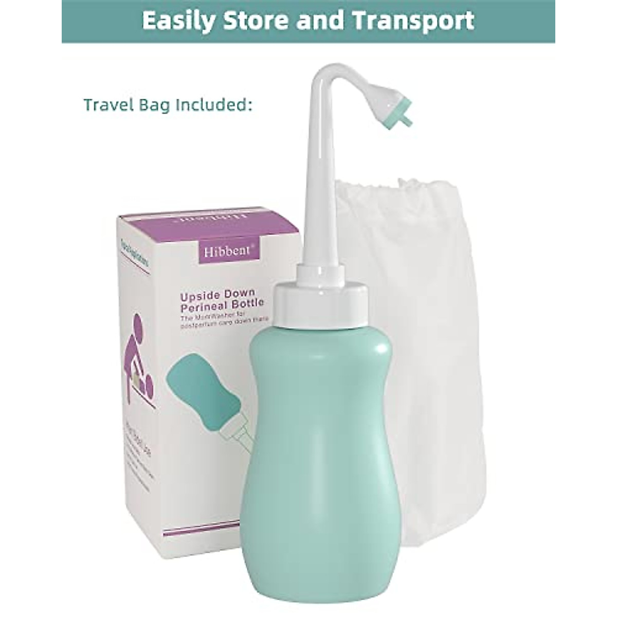 Travel Bidet Bottle,Upside Down Peri Bottle for Postpartum Care,Portable Handheld 300ml Bidet Sprayer,Travel Bag Pointed Nozzle for Personal Hygiene Care,Perineal Recovery,Outdoor-Green Bottle