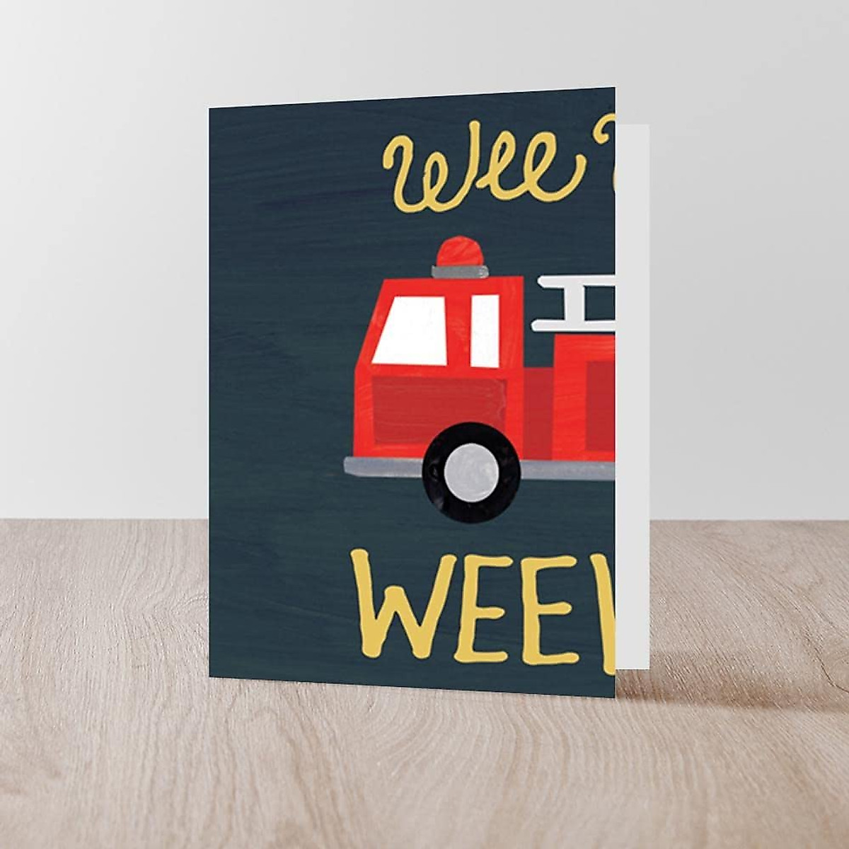 CafePress Wee Woo Firetruck Birthday Card Greeting Cards Folded Greeting Card Matte