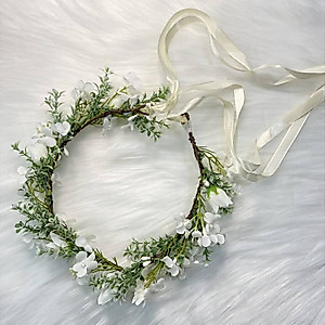 VMila Flower Crown - Elegant Wedding Hair Accessories for Girls, Ideal Flower Girl Headpiece, Perfect for Bridal Parties and Special Occasions (White)