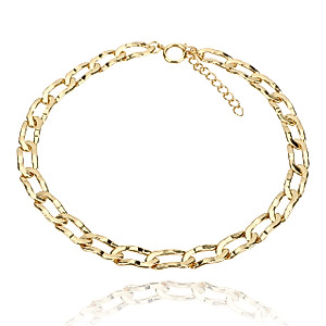 VINTAGE HAVANA Cuban Link Chain Choker Necklace For Women 18K Gold Plated Additional 3” Necklace Extender Included