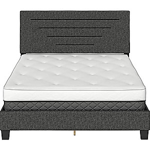 Boyd Sleep Cordoba Upholstered Platform Bed with Headboard and Durable Mattress Foundation with Strong Wood Slat Supports, Box Spring Required: Full, Charcoal