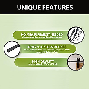 Homacer Black Rustic Ceiling Mount Non-Bypass Sliding Barn Door Hardware Kit, for One/Single Door, 7.5ft Long Flat Track, Interior Use Only (Doors are not Included)