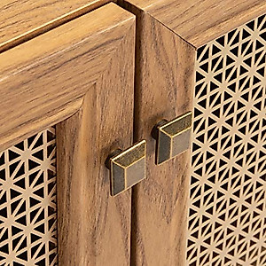 Safavieh Home Collection Piran Oak and Gold 4-Door 2-Shelf Media (65-inch Flat Screen) TV Stand