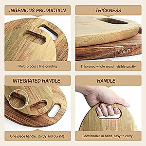 Wood Cutting Board, Cutting Boards for Kitchen, Wood boards for charcuterie, Acacia Wooden Kitchen Chopping Boards for Meat, Cheese, Small Cutting Board for Kitchen 14 x 10.2 Inch