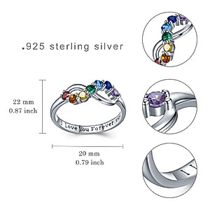 SCZKLAQ 7 Chakra Rings for Women 925 Sterling Silver Infinity Chakra Ring I Love You Forever Infinity Yoga Chakra Jewelry for Women Yoga Gifts (8)