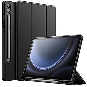 JETech Case for Samsung Galaxy Tab S9 FE 10.9-Inch with S Pen Holder, Soft TPU Tri-Fold Stand Protective Tablet Cover, Support S Pen Charging, Auto Wake/Sleep (Black)