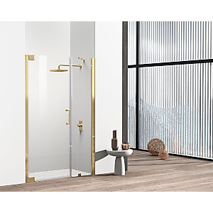 Elegant Kitchen and Bath SD404-4872BGD Semi-Frameless hinged Shower Door 48 x 72 Brushed Gold