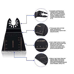 HIFROM Precision Wide Segmented Wood/Plastic/Soft-Metal Oscillating Multi Tool Saw Blades Replacement for Fein Multimaster Bosch Craftsman Dremel and More (18 Pack)