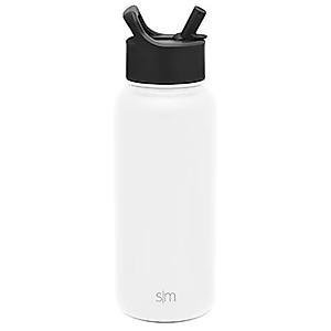 Simple Modern Water Bottle with Straw Lid Vacuum Insulated Stainless Steel Metal Thermos Bottles | Reusable Leak Proof BPA-Free Flask for Gym, Travel, Sports | Summit Collection | 32oz, Winter White
