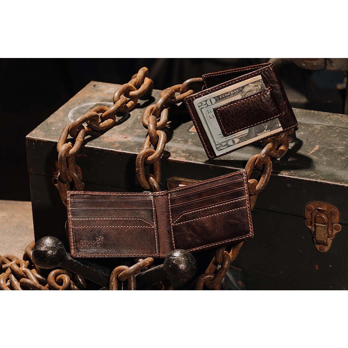 House of Jack Co. IVOR Bifold Wallet With Money Clip | Front Pocket Wallets for Men | Super Strong Magnet | Slim Card Holder (brown)