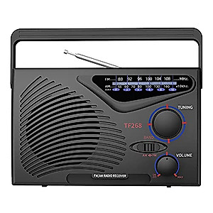 Radios Portable AM FM,Portable Radios with Rechargeable Battery,AC Power Plug in&DC-5V in,Vintage or Emergency Radio