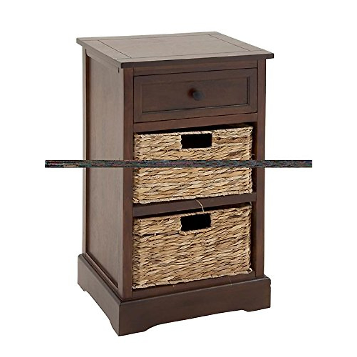 Deco 79 Wood 2 Baskets and 1 Drawer Storage Unit, 16" x 13" x 28", Brown