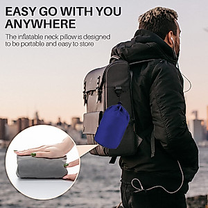 Fromeet Neck Pillows for Travel Inflatable Pillows for Sleeping Airplane Travel Neck Pillow for Office Napping with Eye Mask and Earplugs, Soft and Comfortable (Blue)