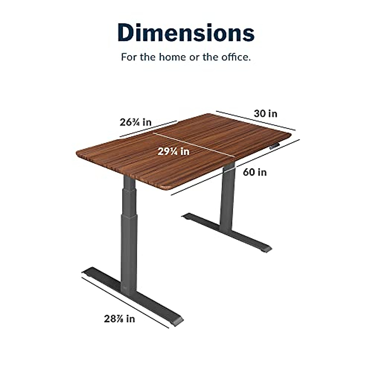 Vari- Standing Desk Adjustable Height (60" x30')- Electric Sit-Stand Computer Desk for Work or Home Office- Dual Motor with Memory Presets- Adjustable Desk from Varidesk- Darkwood