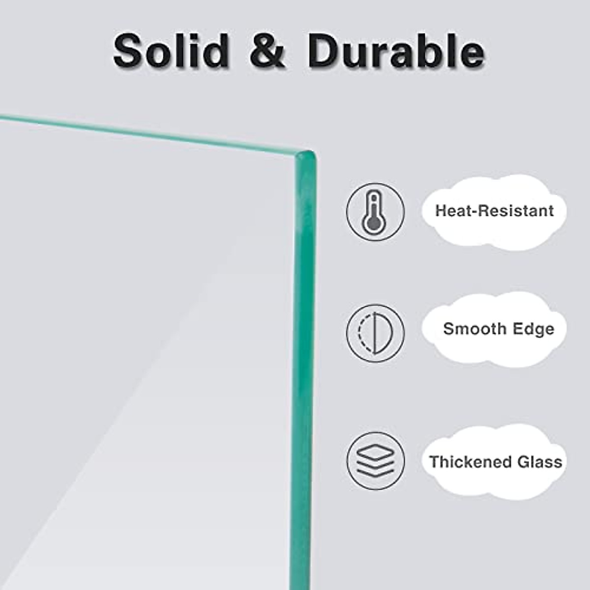 Kinsuite 14.5 Inch Fire Pit - Glass Wind Guard for Square or Rectangular Fire Table, Tempered Glass Flame Guard,Fire Table windscreen for Outdoor, Garden, Patio, Backyard