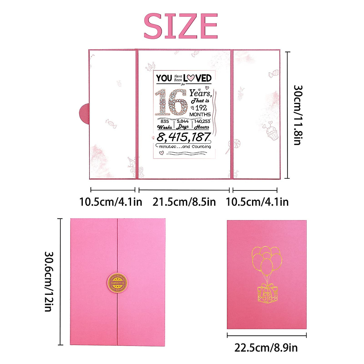 Vlipoeasn Sweet 16 Birthday Guest Book Signature Congrats Certificate Rose Gold 16th Birthday Decorations for Girl, 16th Birthday Decorations Guest Book Alternative, Sweet 16 Birthday Gifts for Girls