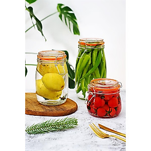 Generic Airtight wide mouth glass jar with lid 51oz 1.5 liter set of 2. Clear Glass Kitchen, Pantry Organizer. Keep your food, grains coffee, tea, cookies and candies dry, fresh. (Oval PC11002-C)