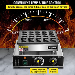 VEVOR Mini Dutch Pancake Maker, Heart-Shaped Dutch Pancake Machine, 25PCs Pancake Maker Electric Commercial, 850W Mini Pancake Maker, 110V Proffertjes Muffin Waffle Maker for Kitchen Bakery Snack Bar