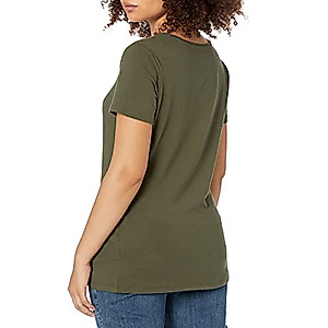 Amazon Essentials Women's Classic-Fit Short-Sleeve Crewneck T-Shirt, Pack of 2, Olive/Oatmeal Heather, X-Large
