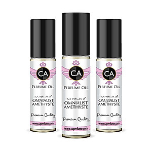 CA Perfume Impression of Omnialist Amethyste For Women Replica Fragrance Body Oil Dupes Alcohol-Free Essential Aromatherapy Sample Travel Size Concentrated Long Lasting Attar Roll-On 0.3 Fl Oz-X3